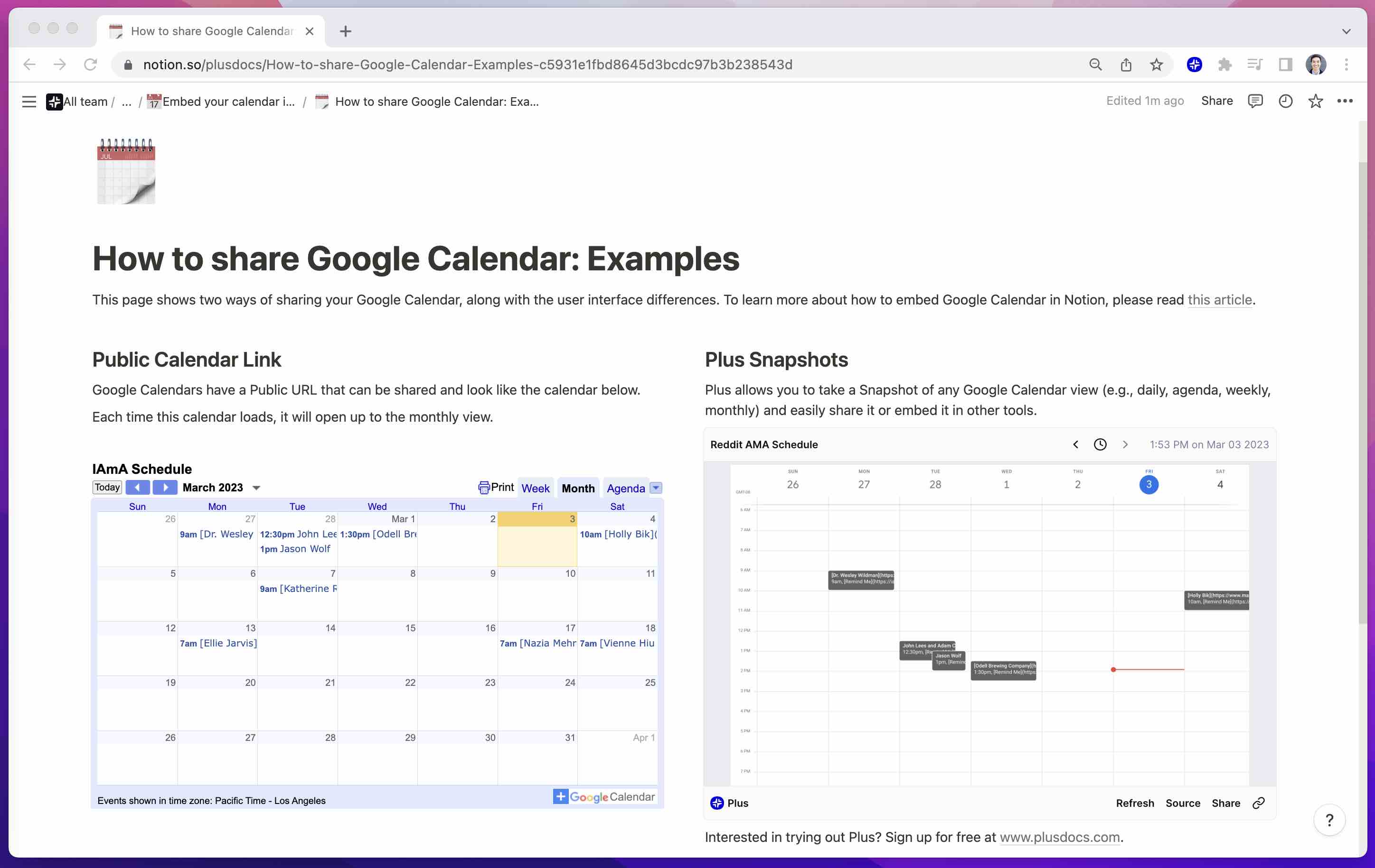 How to share Google Calendar - Plus